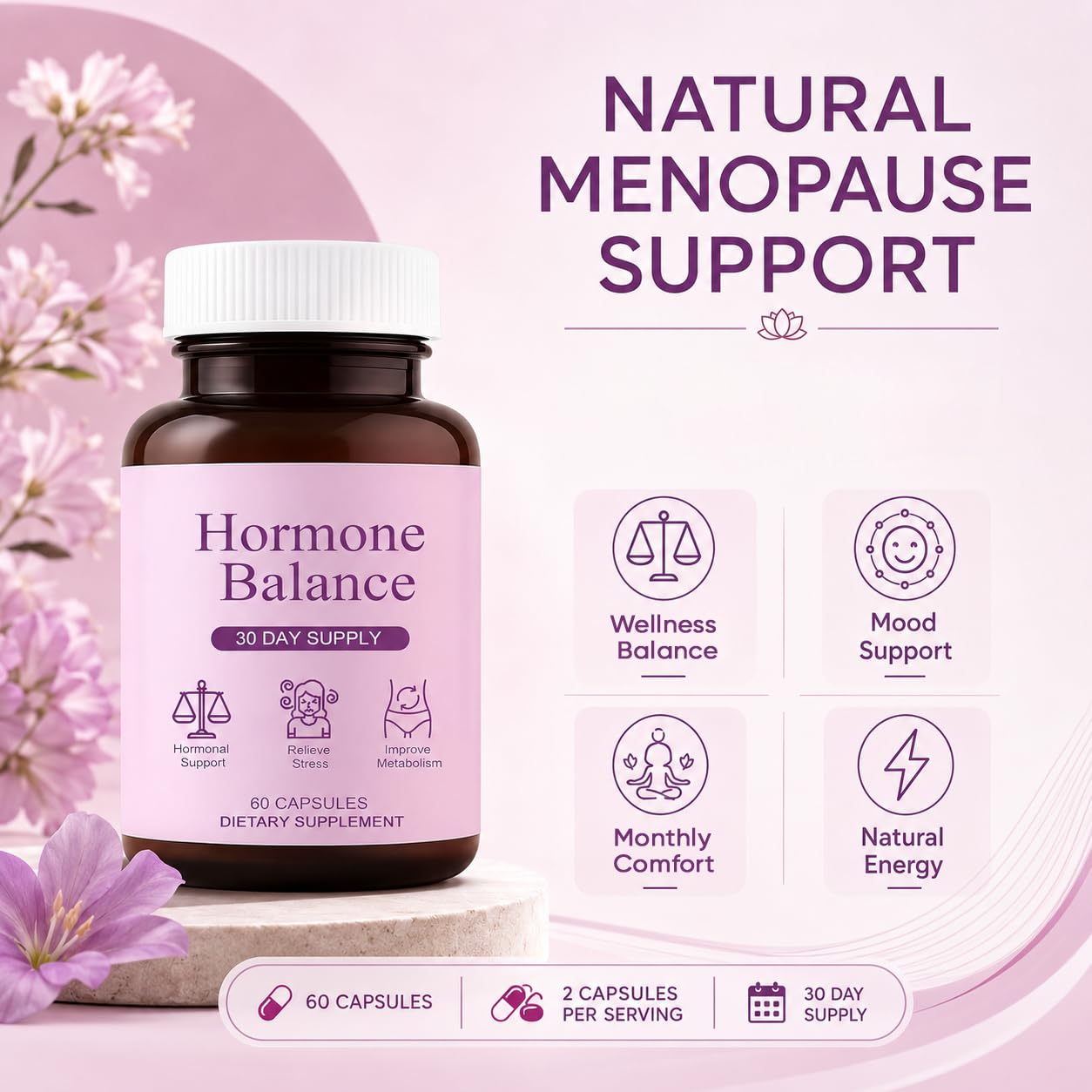 Natural menopause support capsules