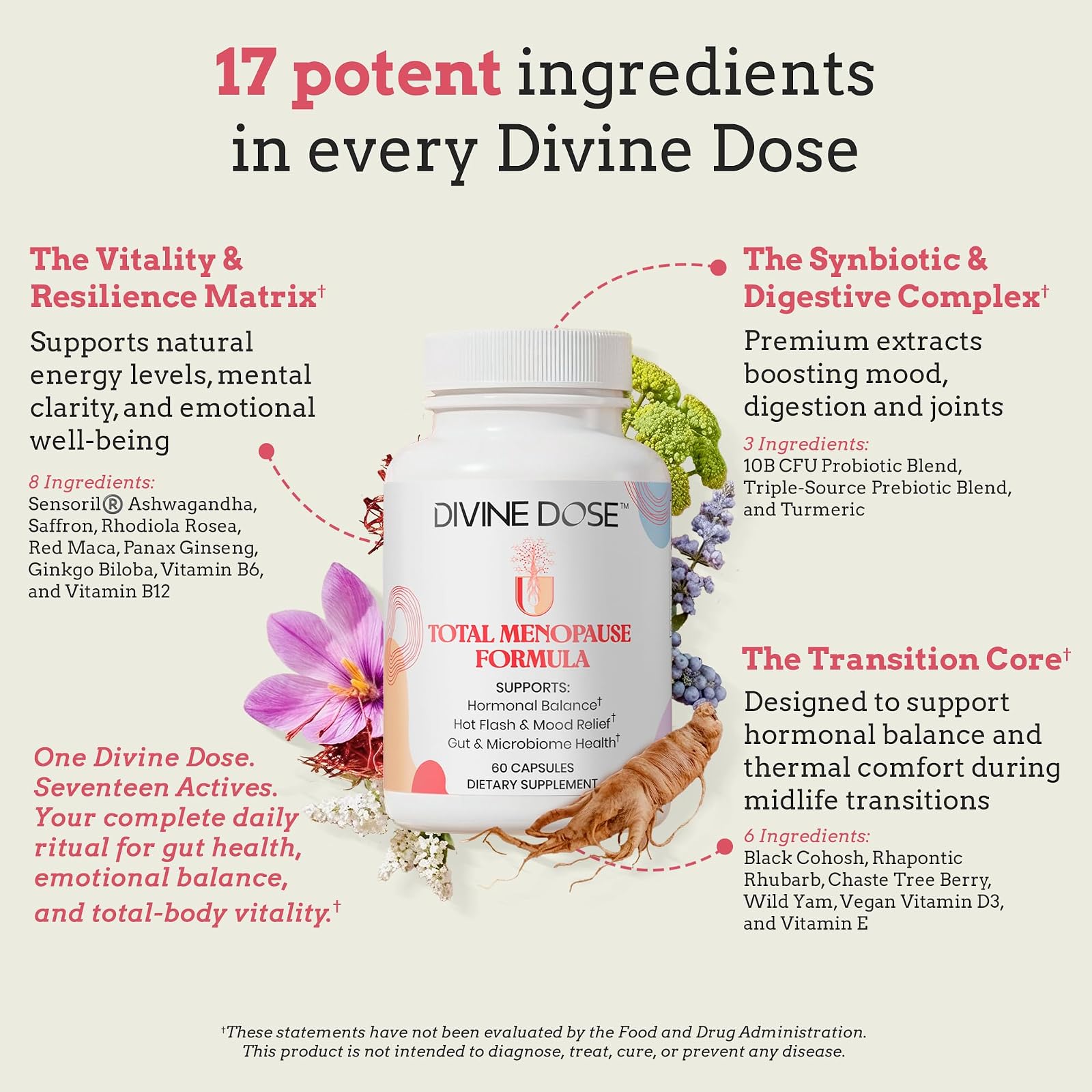 Natural menopause support with 17 ingredients