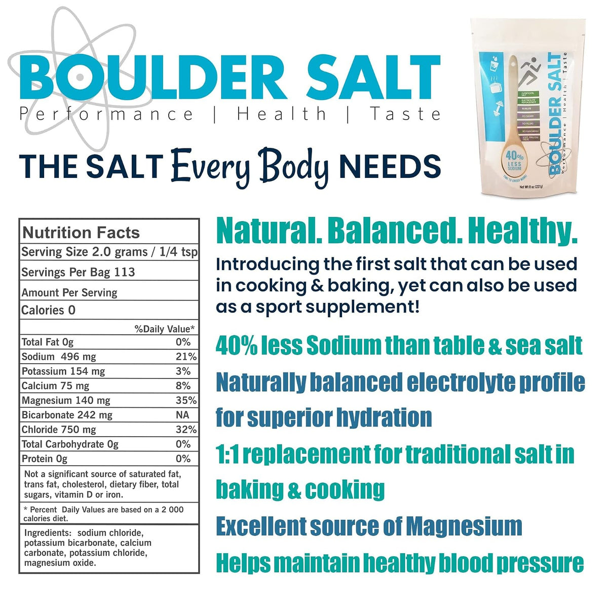 Natural mineral salt for cooking