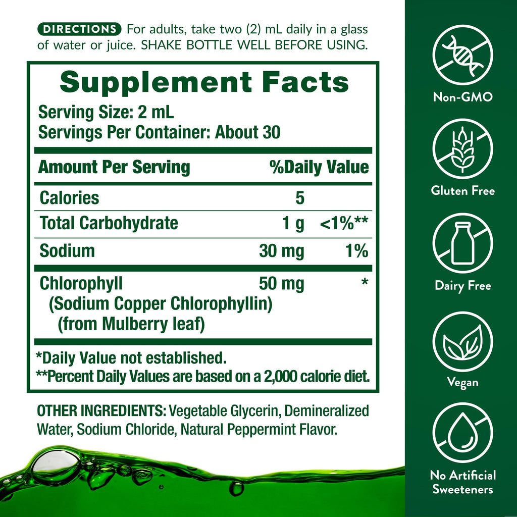 Natural mint flavour chlorophyll liquid