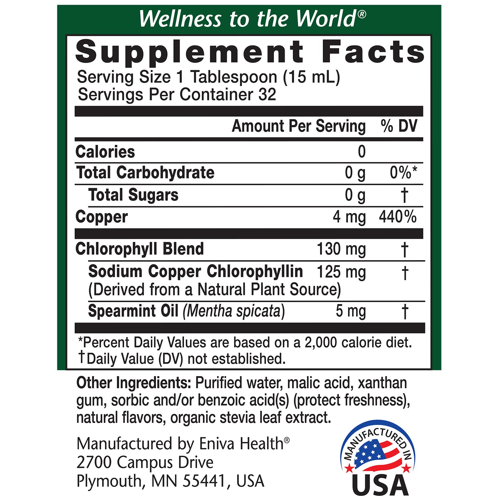 Natural mint flavoured chlorophyll
