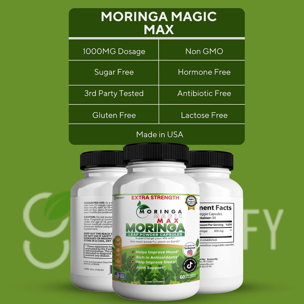 Natural Moringa capsules for immune support