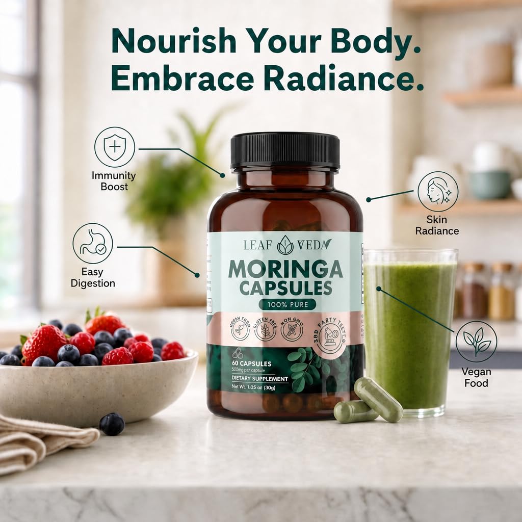 Natural Moringa capsules for nutrition