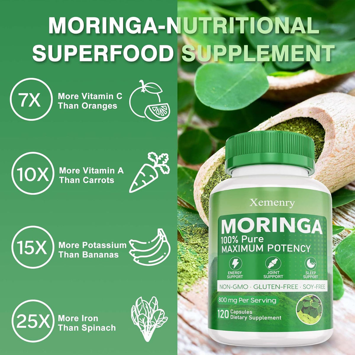 Natural Moringa capsules for vitality