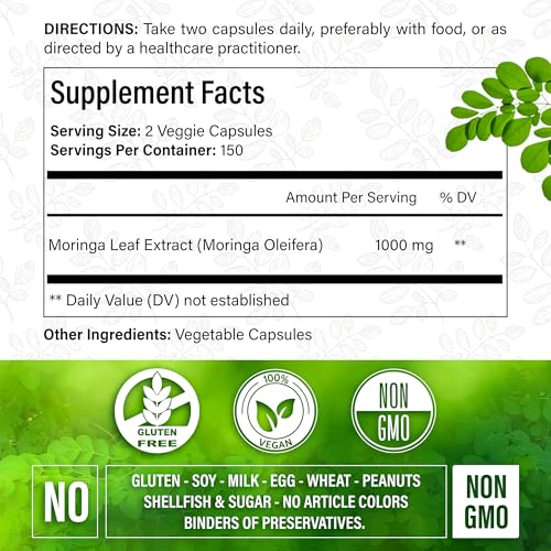 Natural moringa capsules for wellness