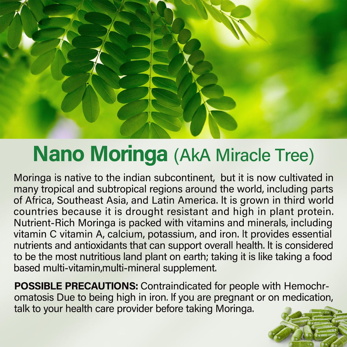 Natural moringa supplement for wellness