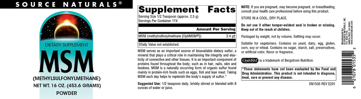 Natural MSM powder for inflammation relief