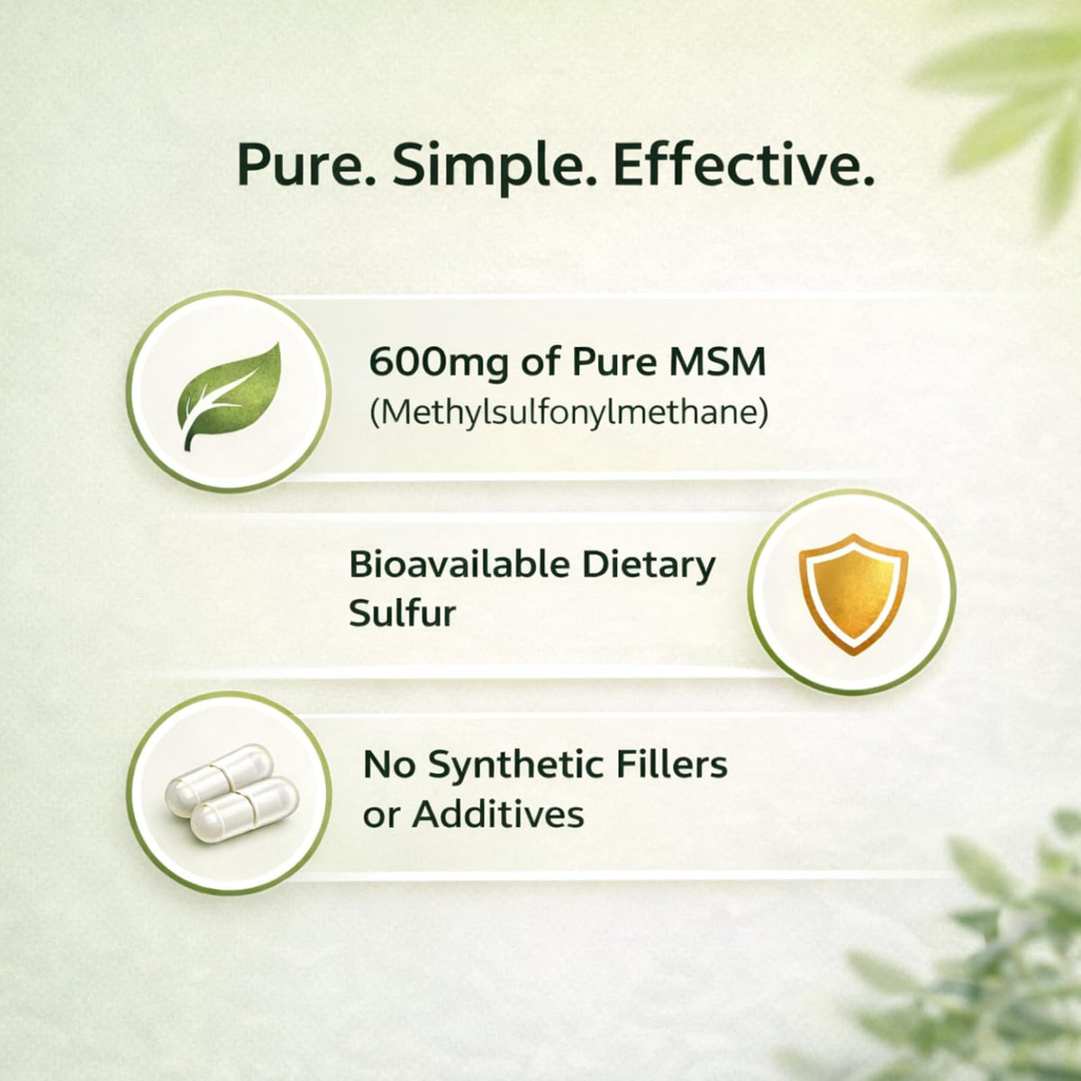 Natural MSM supplement for inflammation relief