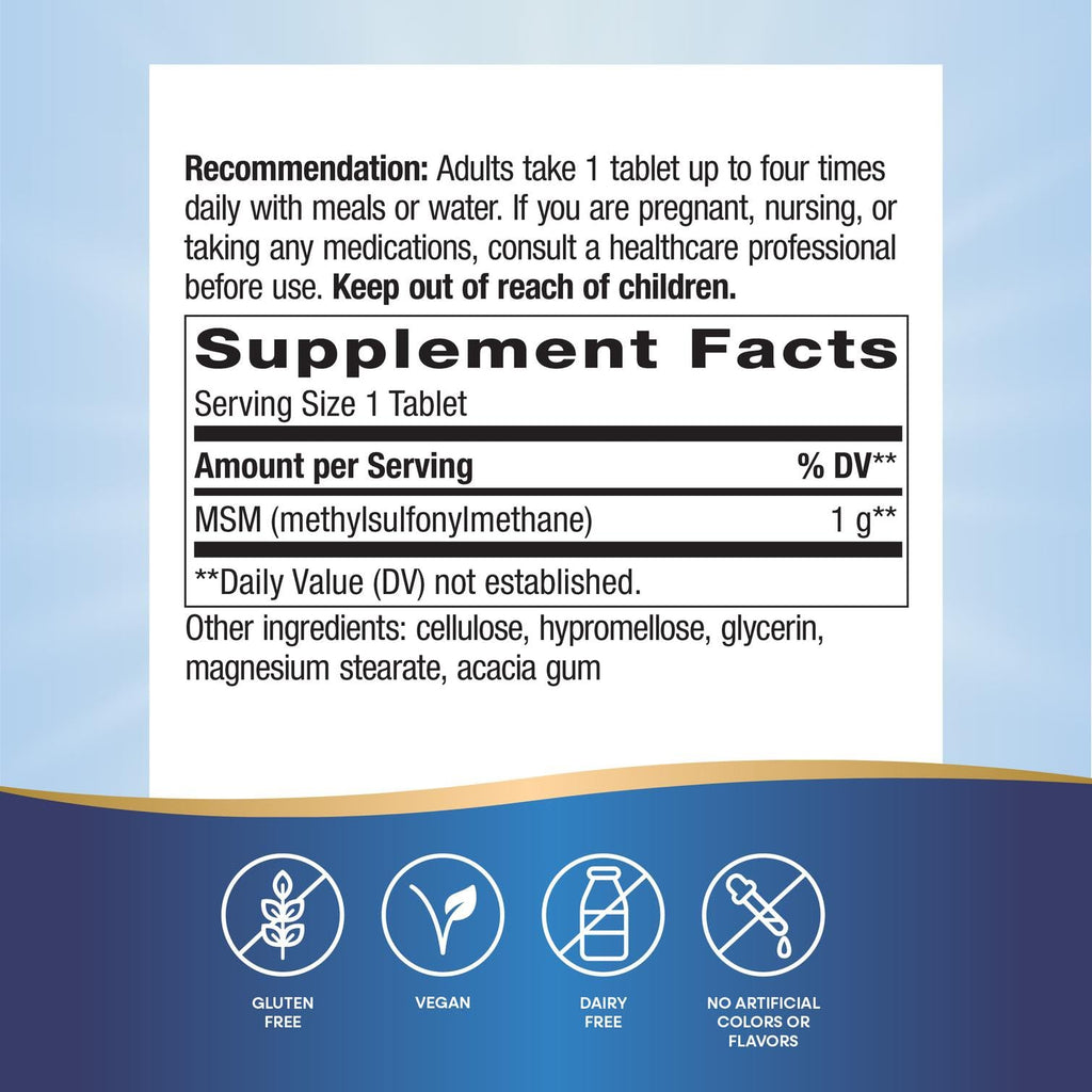 Natural MSM supplement for pain relief
