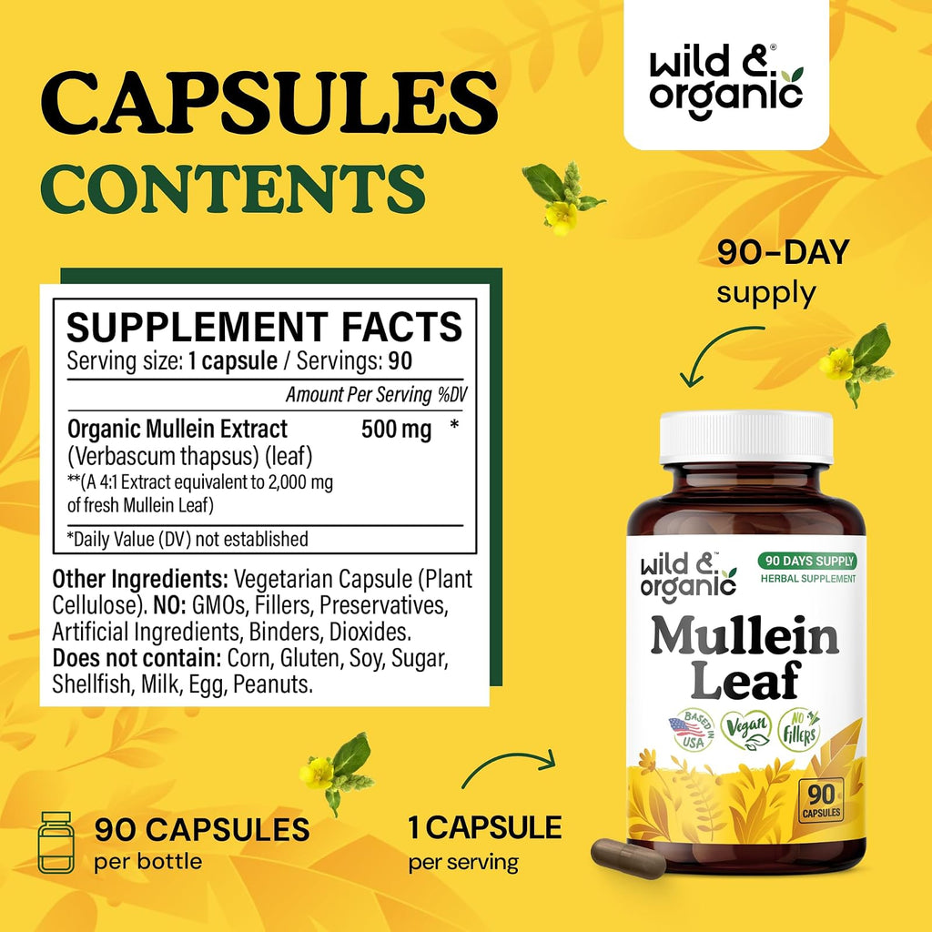 Natural Mullein capsules for wellness
