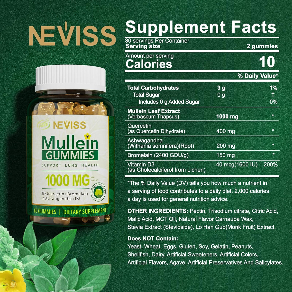 Natural Mullein gummies for immune support
