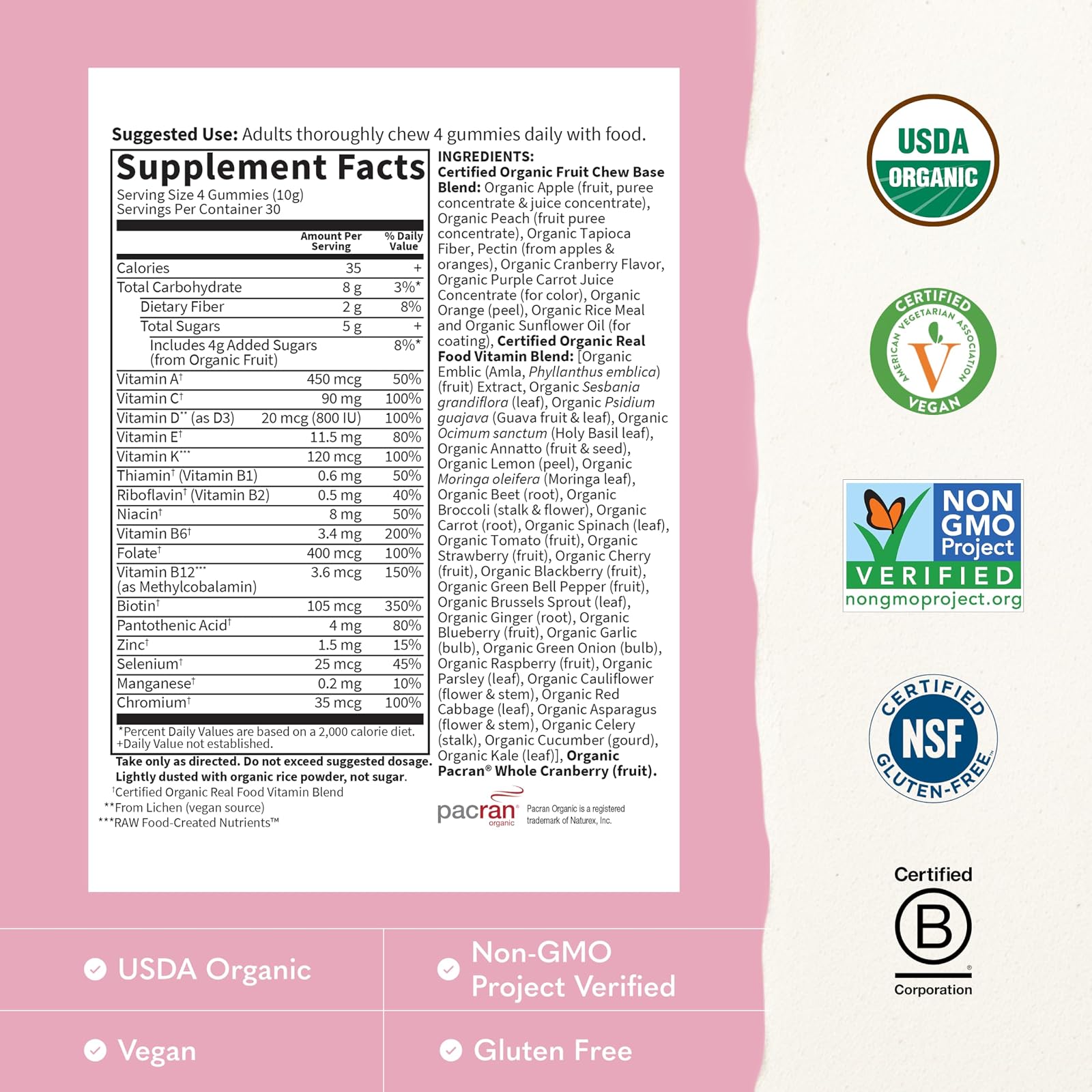 Natural multivitamins for women's wellness