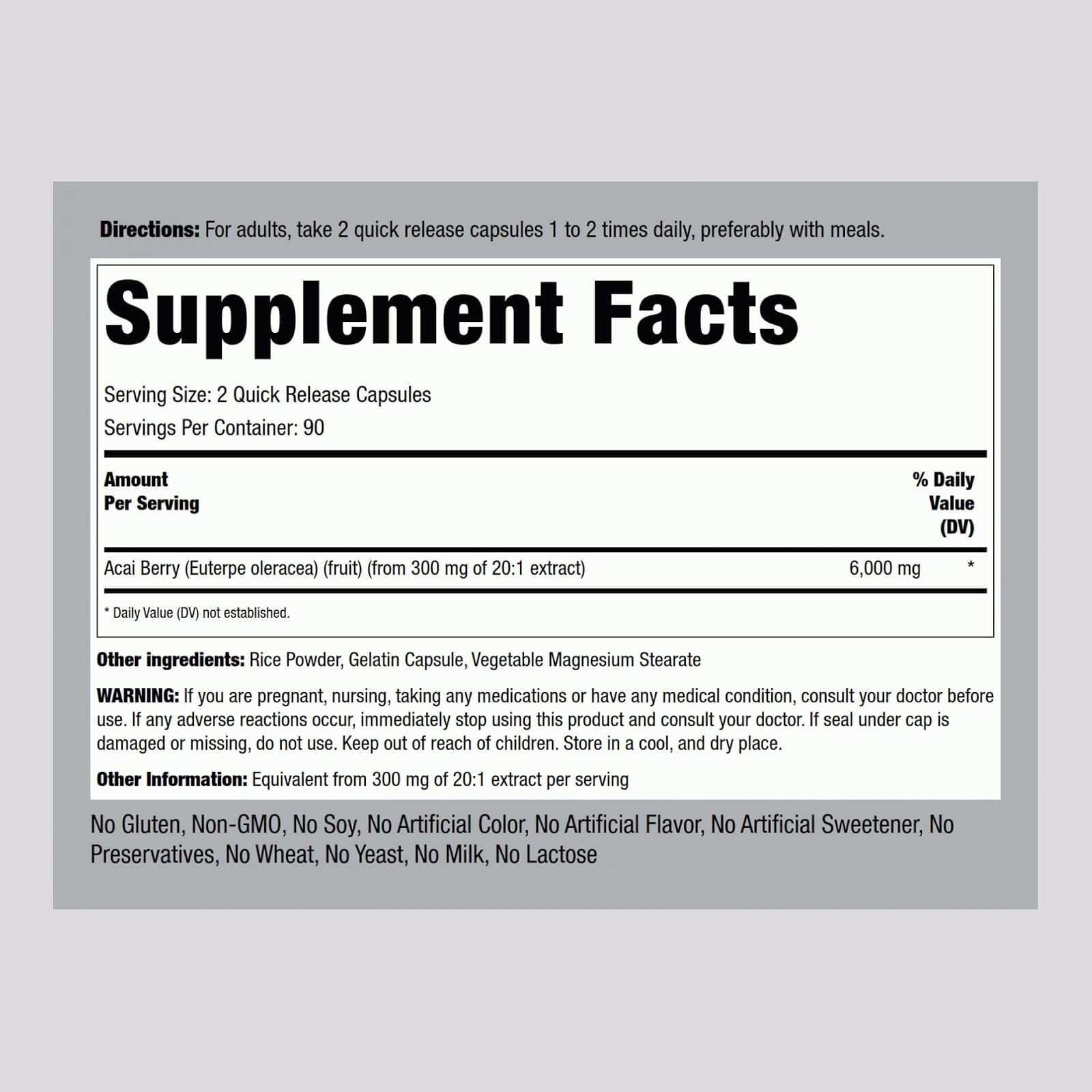 Natural multivitamins with Acai Berry extract