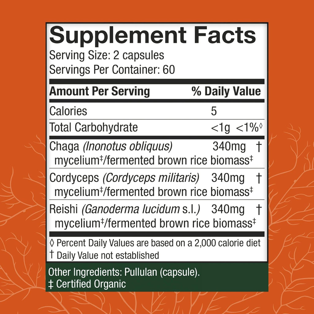 Natural mushroom complex supplement for wellness