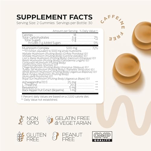 Natural mushroom gummies for stress relief