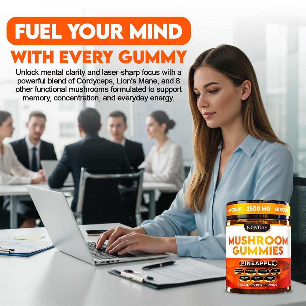 Natural mushroom gummies for stress relief