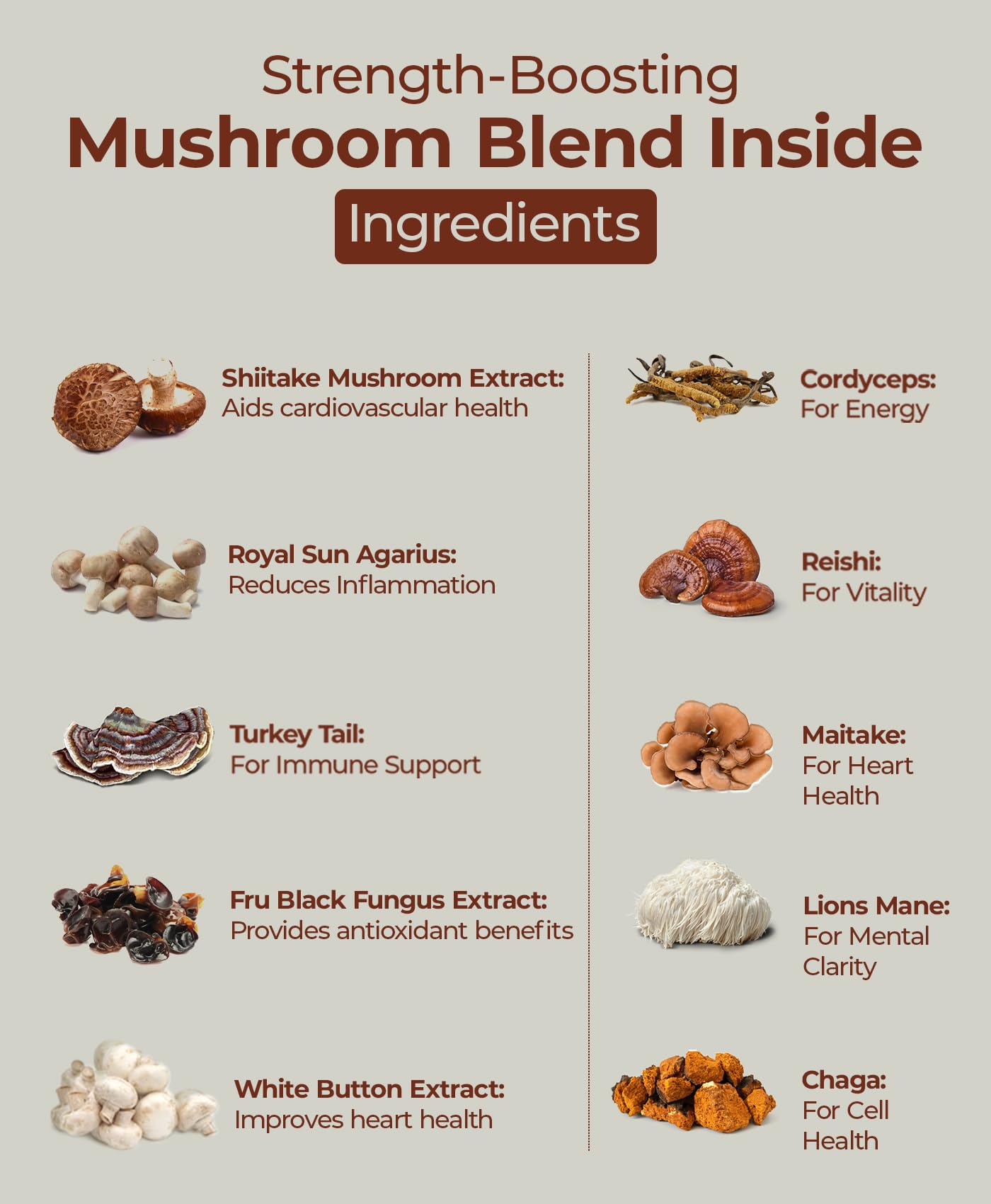 Natural mushrooms for immune support