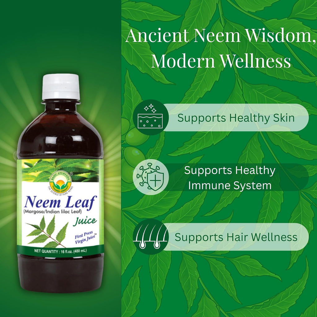 Natural neem leaf juice for skin health