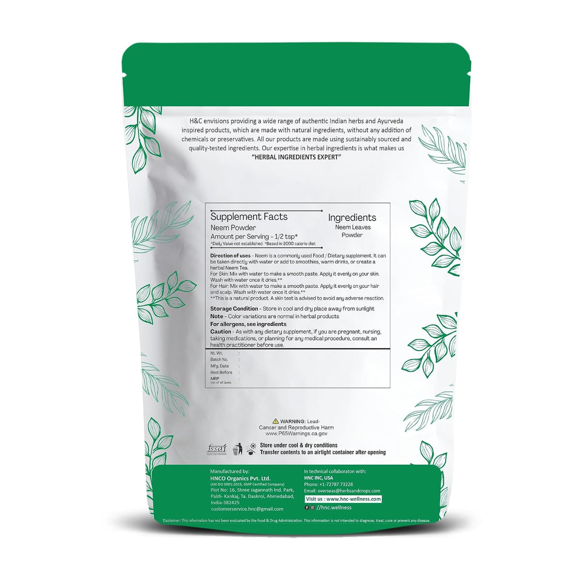 natural neem powder for hair care