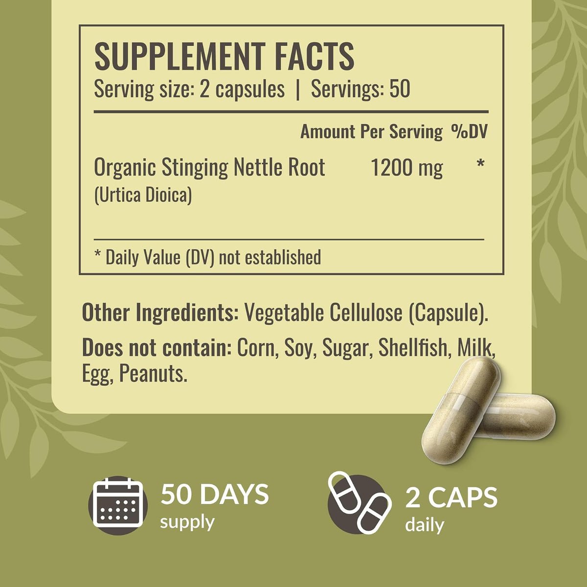 Natural nettle supplement for wellness