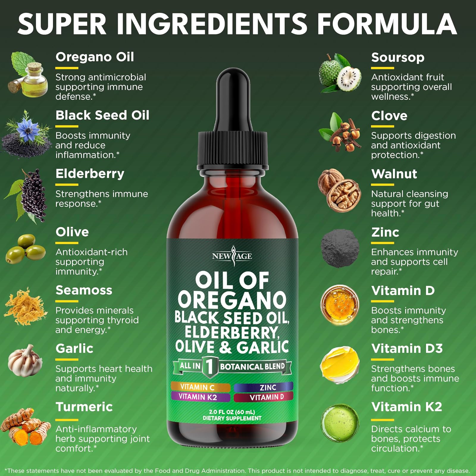 natural NEW AGE oil of oregano supplement
