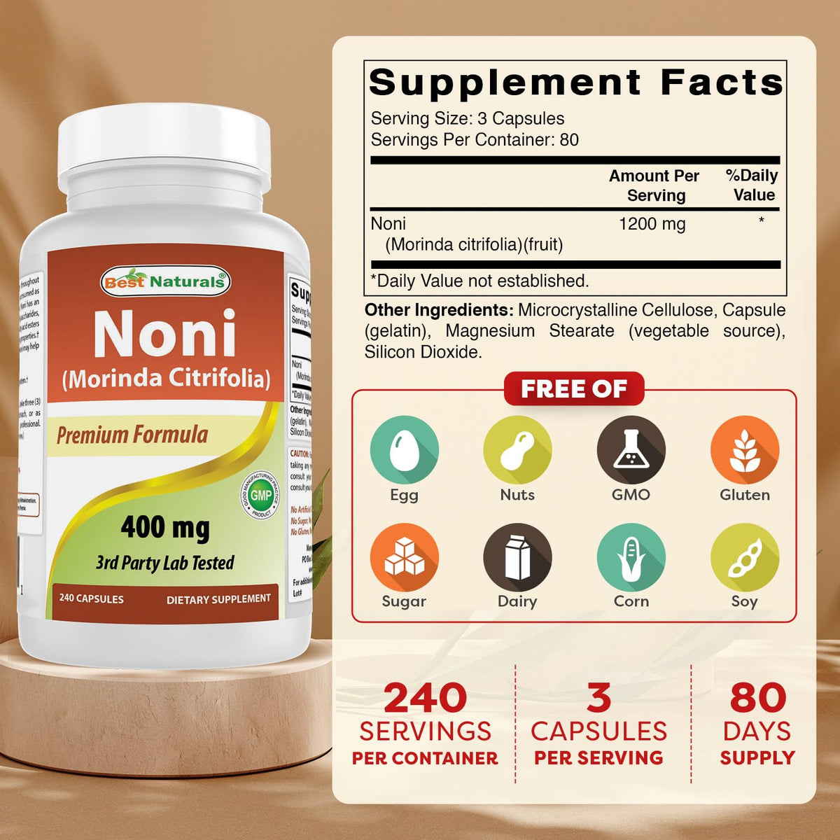 Natural noni supplement for wellness