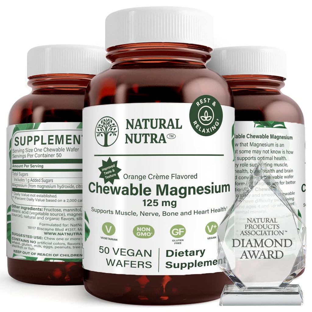 Natural Nutra magnesium wafers for relaxation