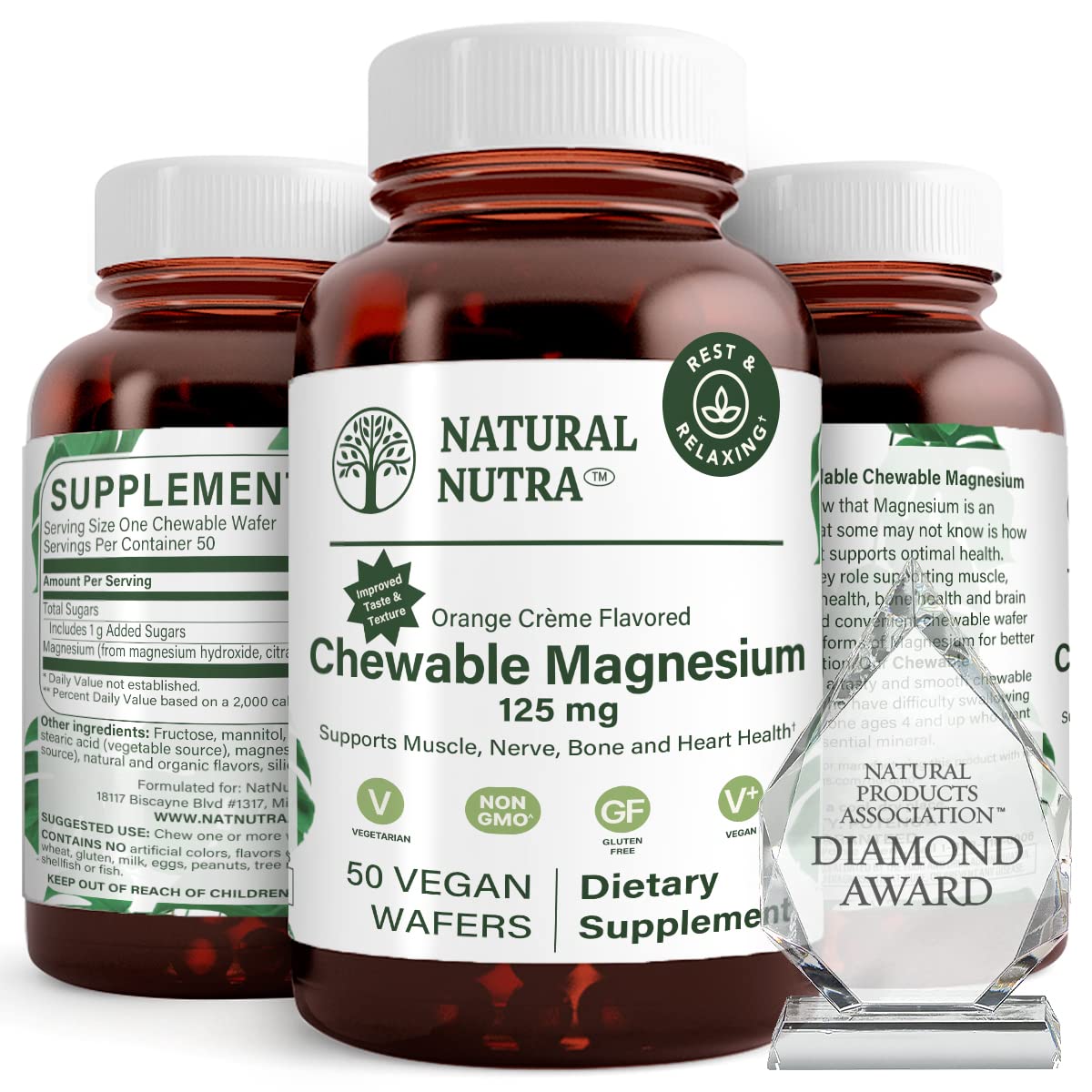 Natural Nutra magnesium wafers for relaxation