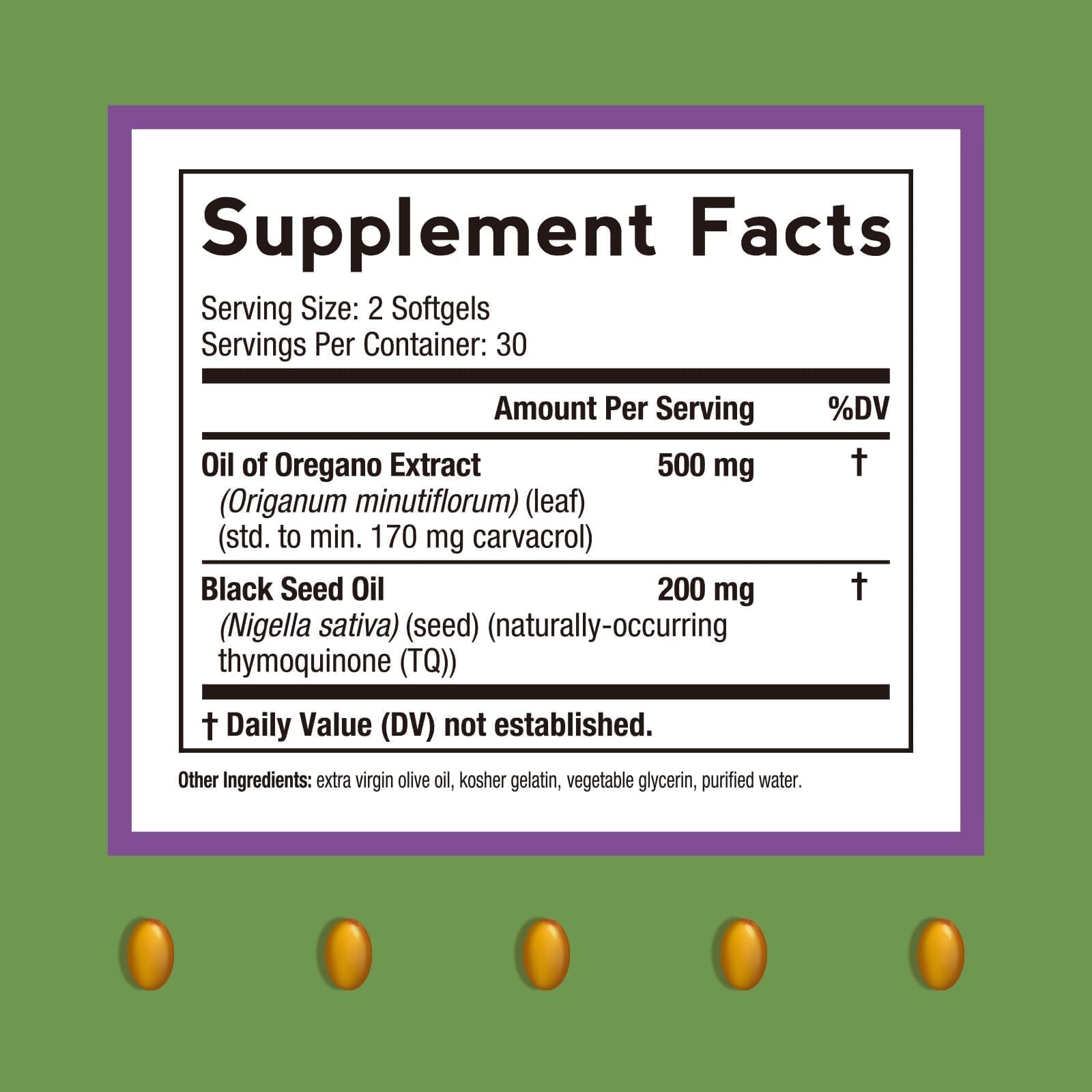 natural oil of oregano softgels