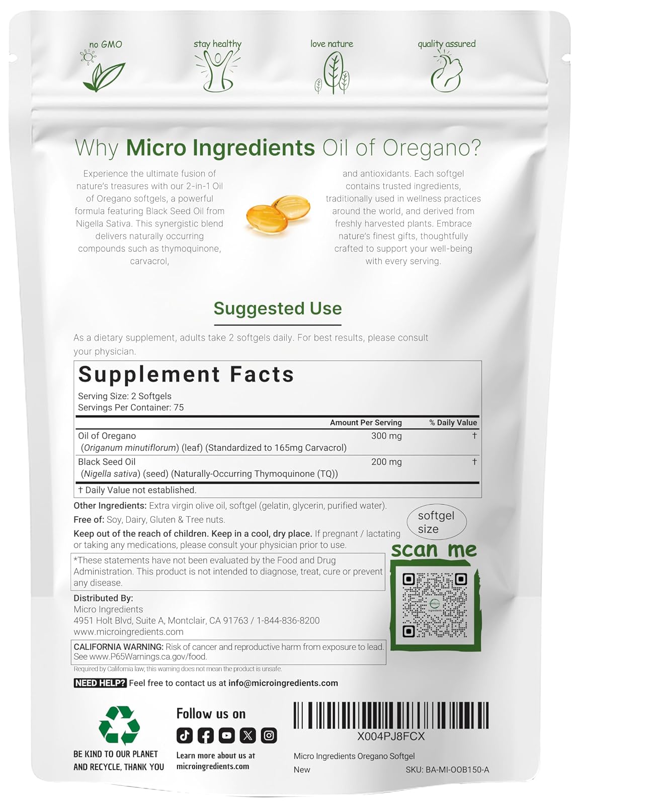 natural oil of oregano supplement