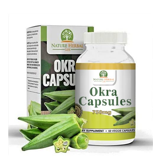 Natural Okra vegetarian capsules for health