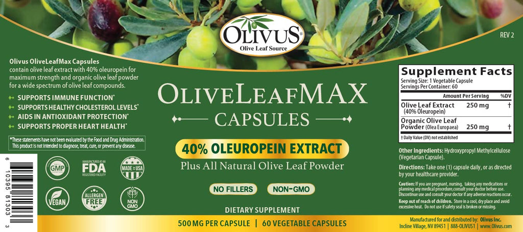 natural olive leaf supplement capsules