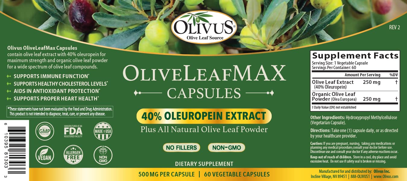 natural olive leaf supplement capsules