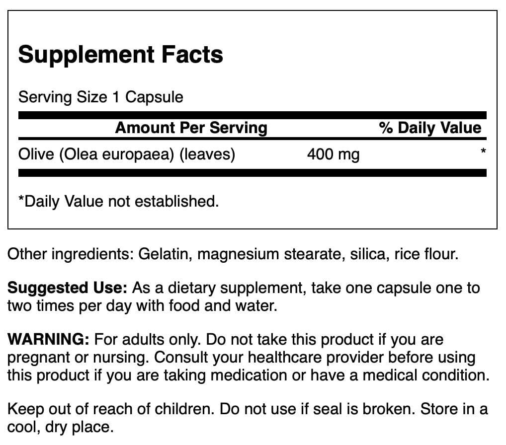 natural olive leaf supplement capsules