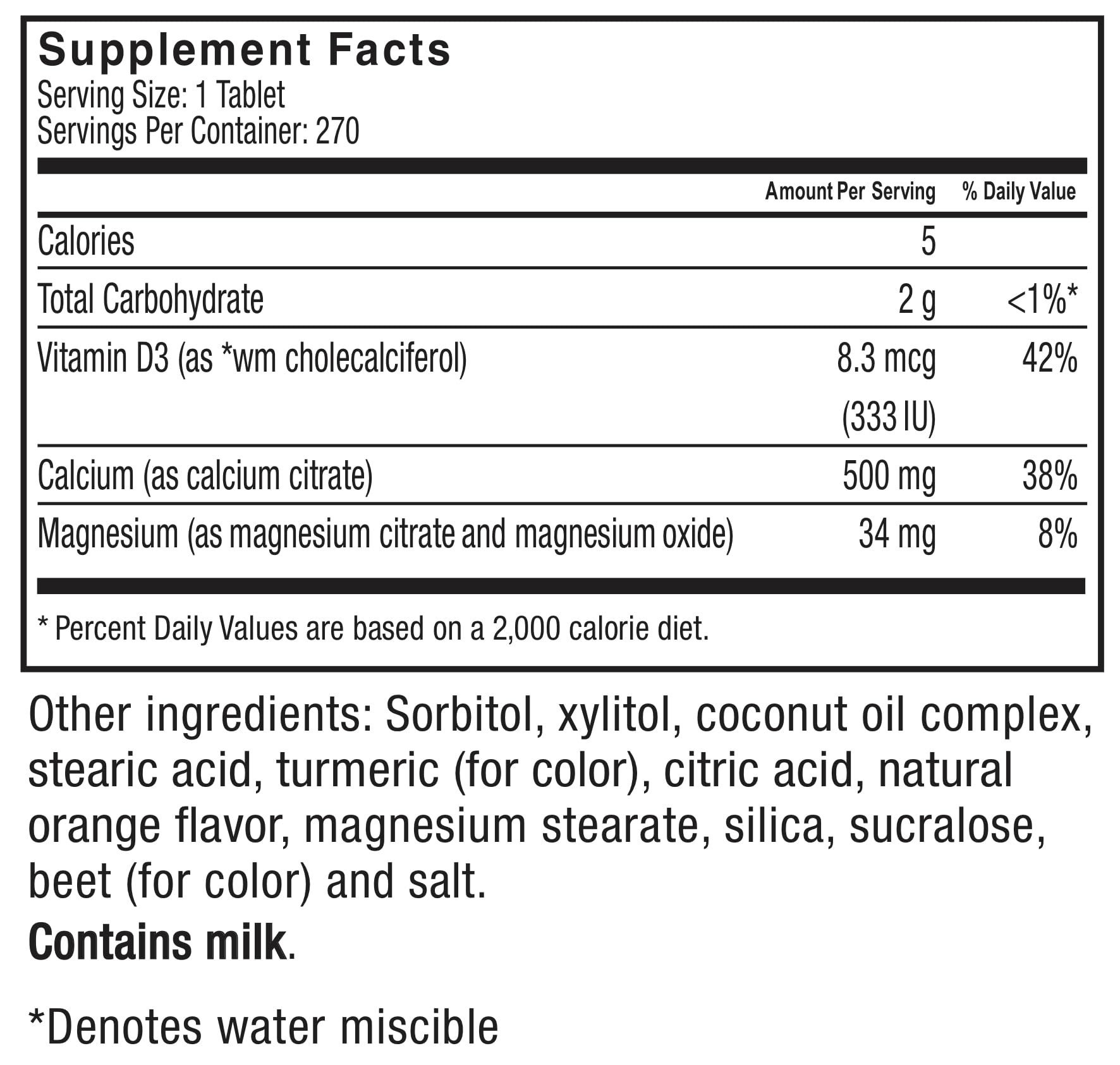 Natural orange flavour calcium supplement