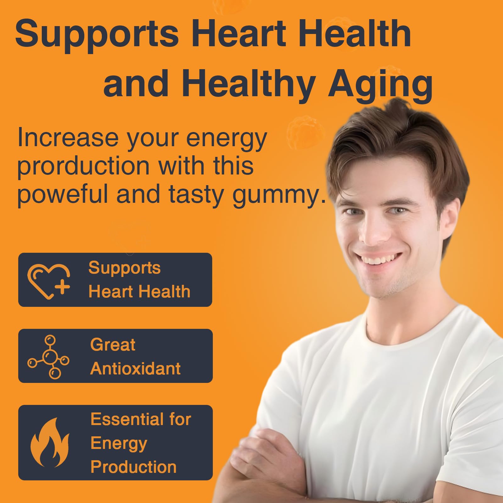 Natural orange flavour CoQ10 supplement
