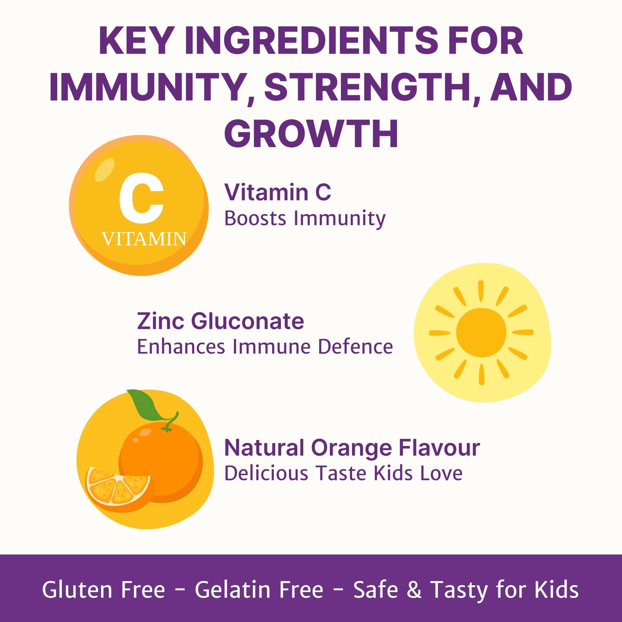 Natural orange flavour vitamin gummies