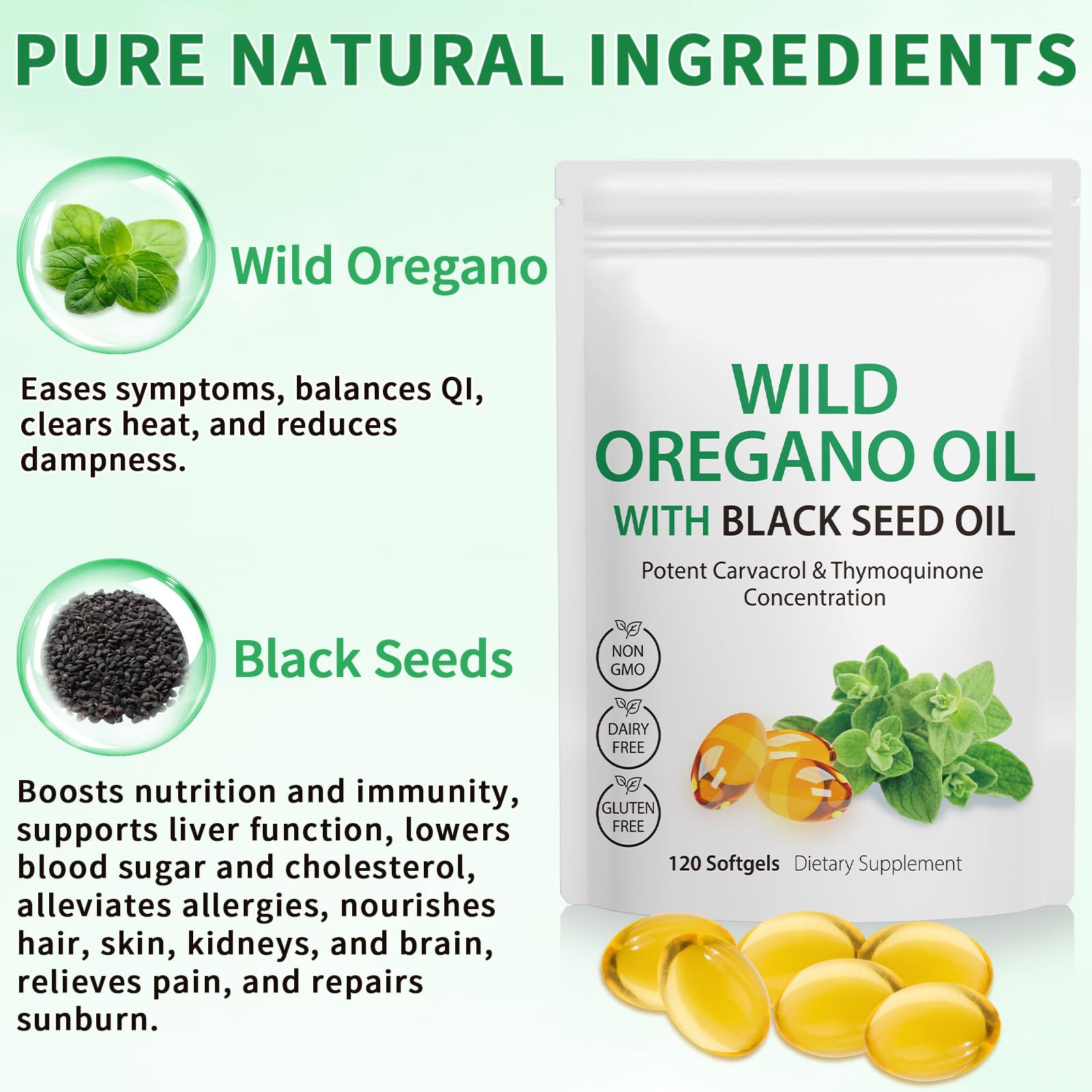 Natural oregano oil capsules