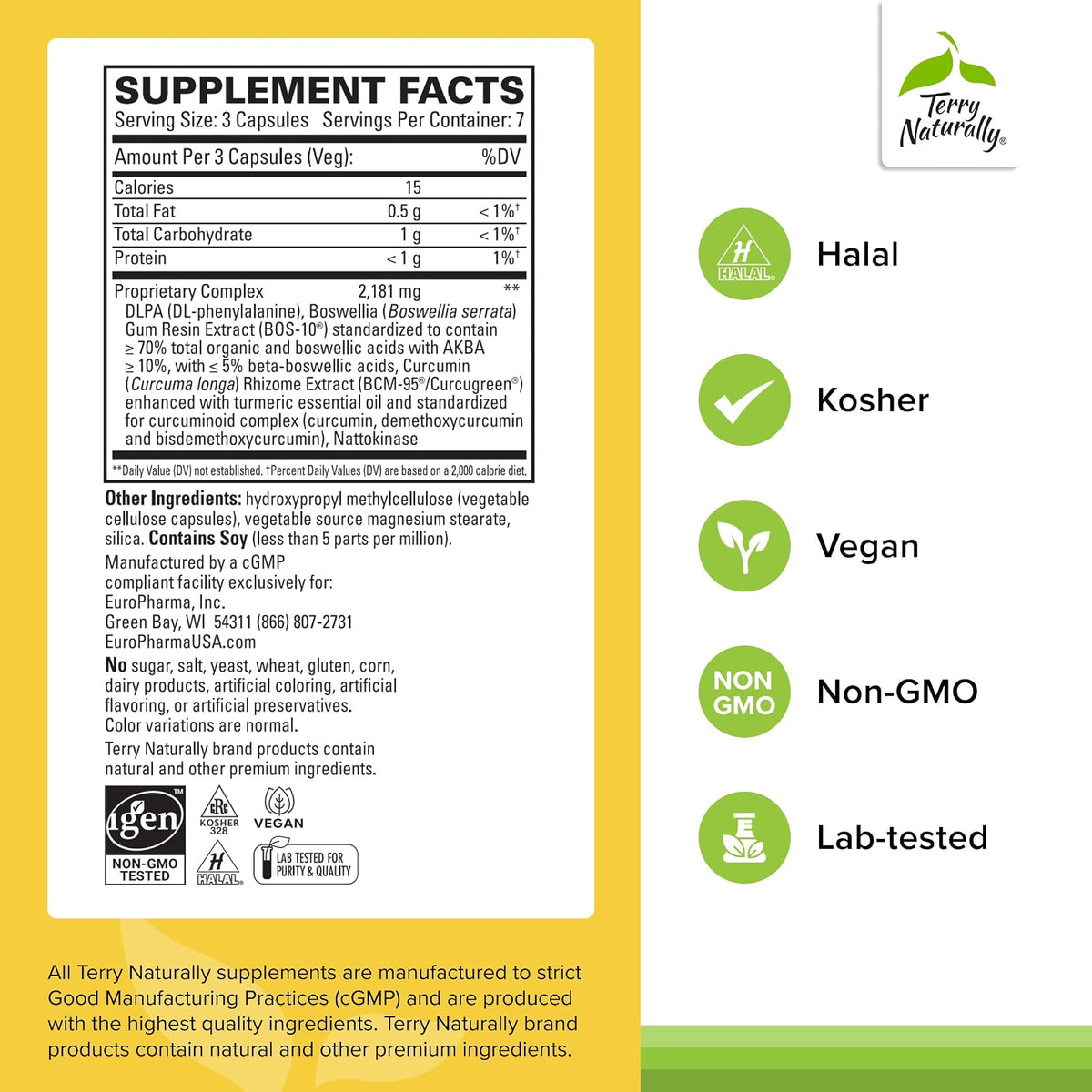 Natural pain relief turmeric supplement