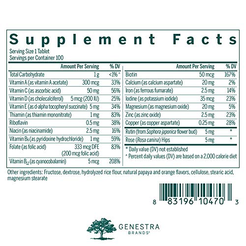 natural papaya and orange flavored vitamins