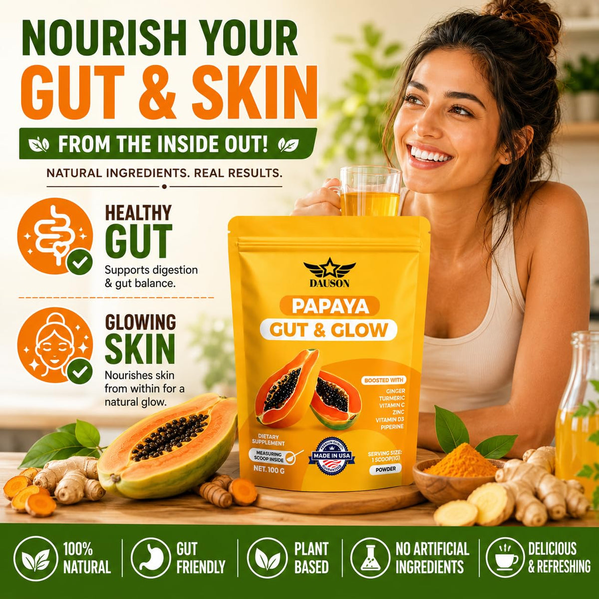 natural papaya leaf supplement shots