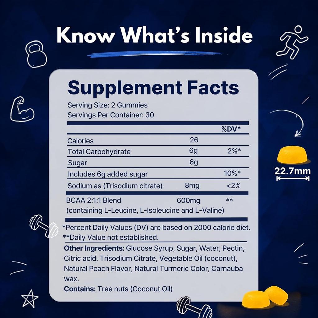 Natural peach flavour BCAA supplement