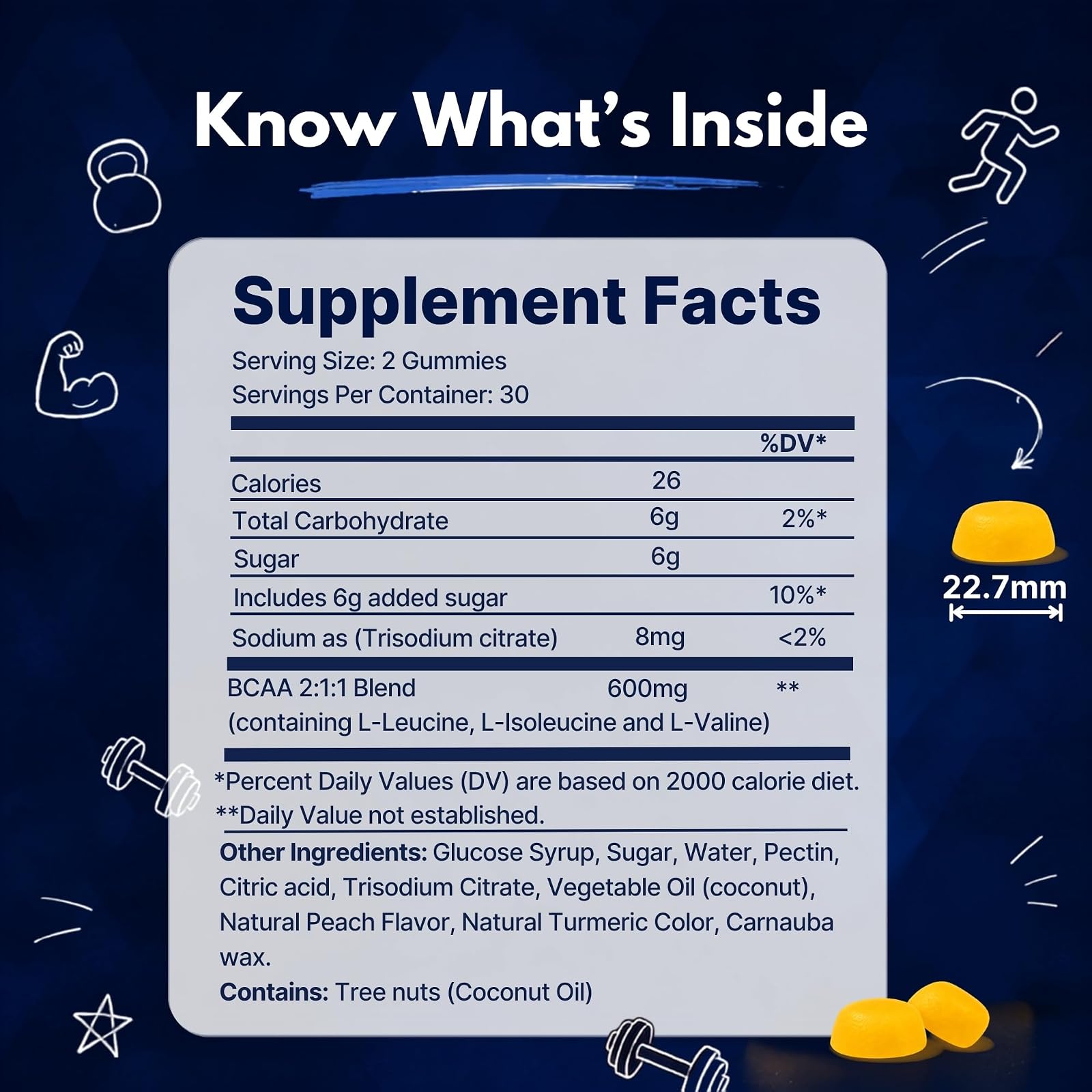 Natural peach flavour BCAA supplement