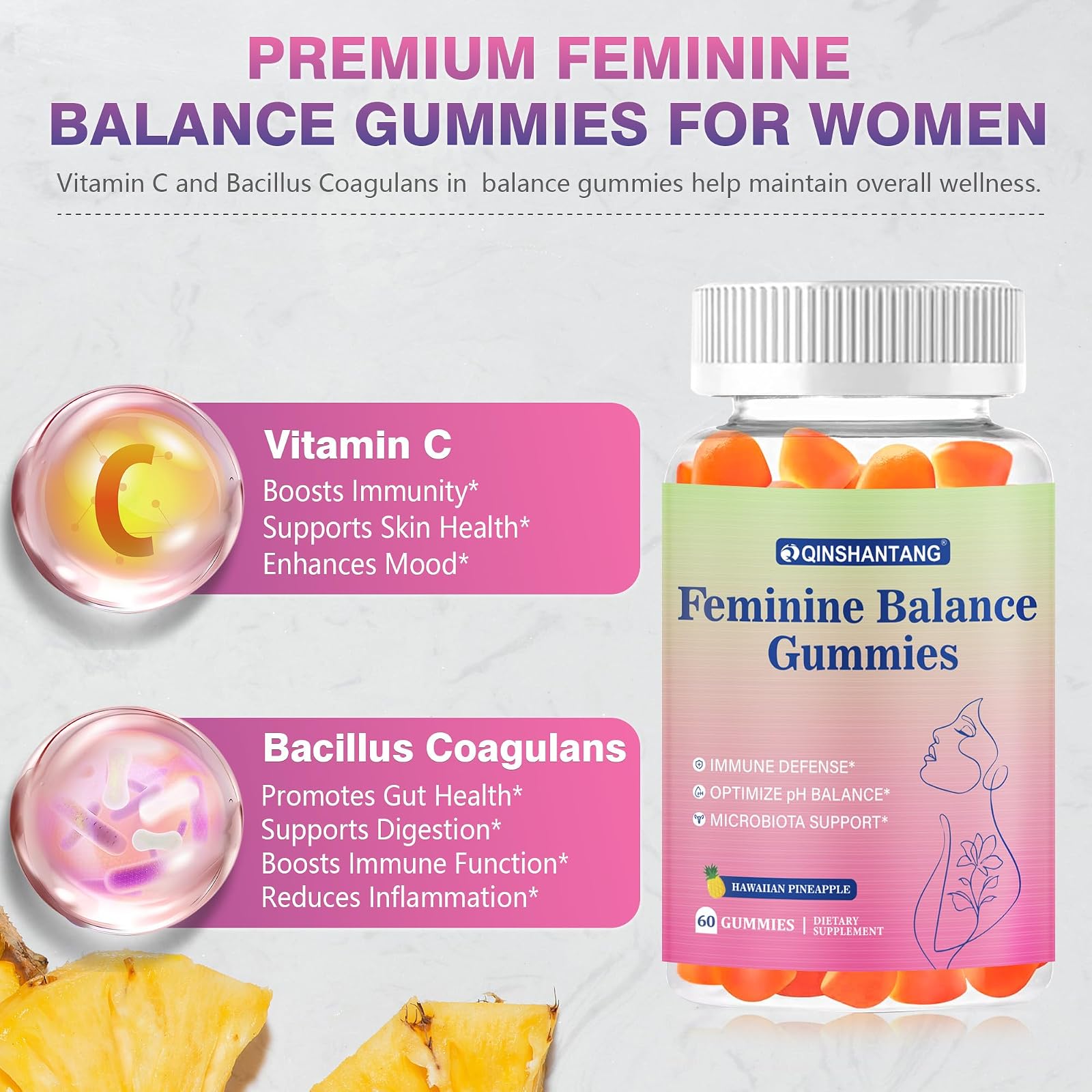 Natural pineapple gummies for hormonal support