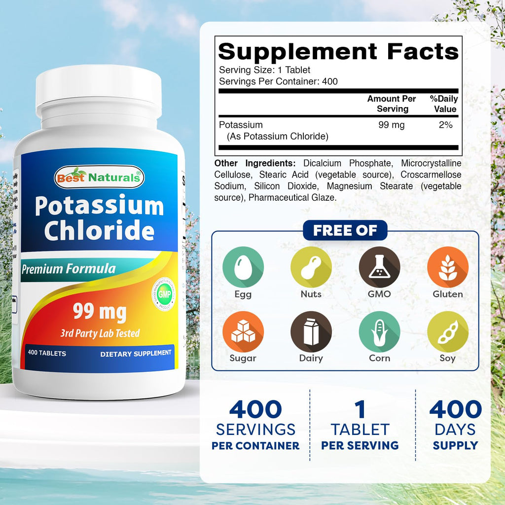 natural potassium chloride for muscle support