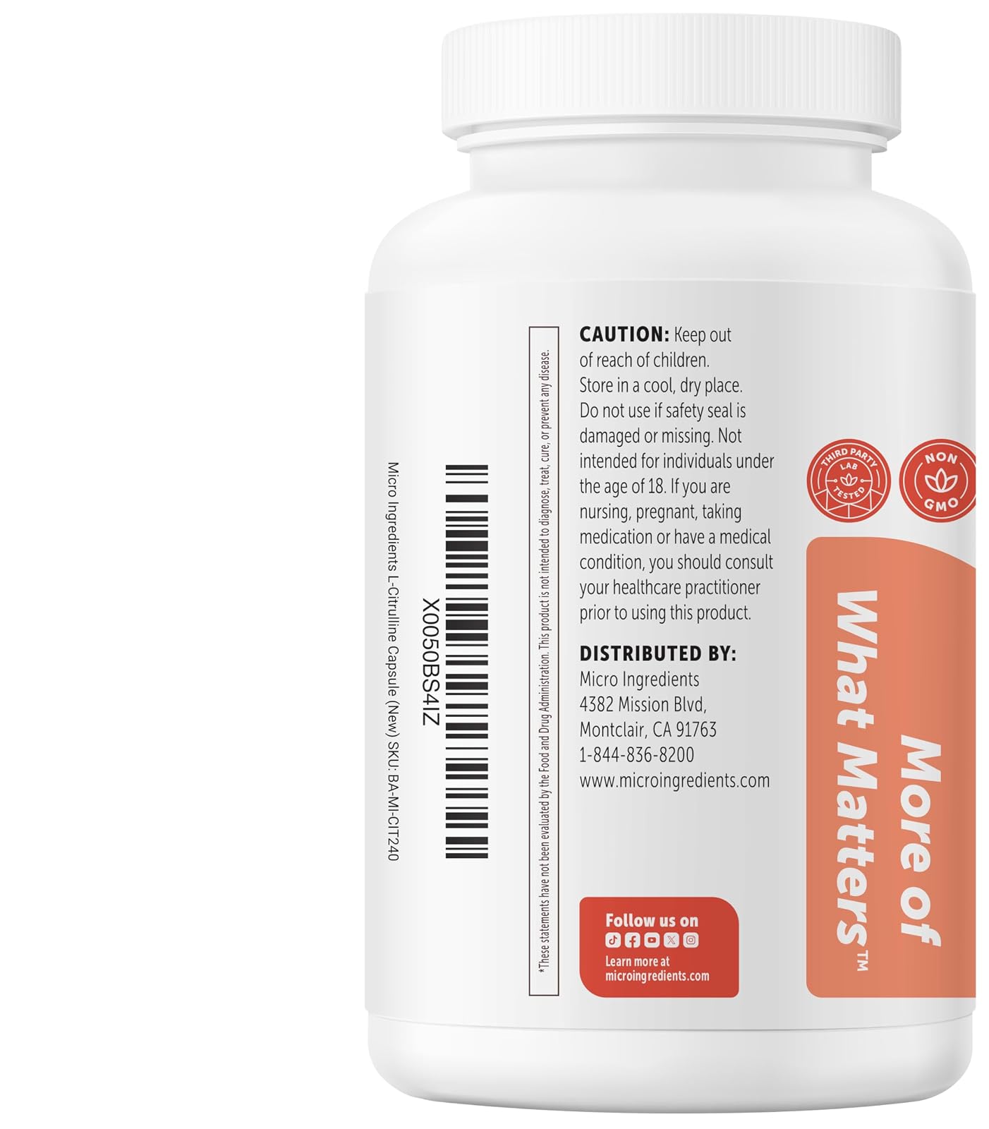 Natural pre-workout L-Citrulline supplement