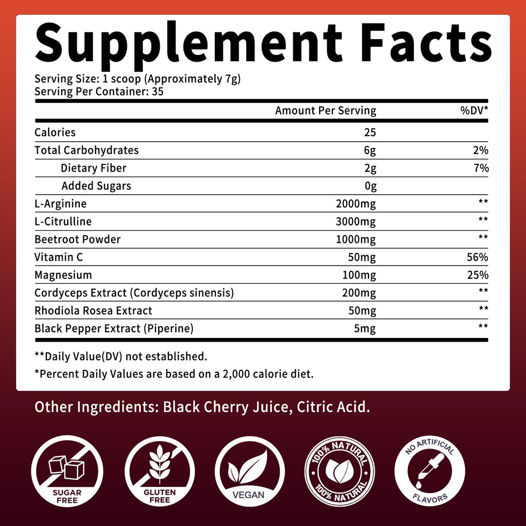 Natural pre-workout supplement with L-Arginine