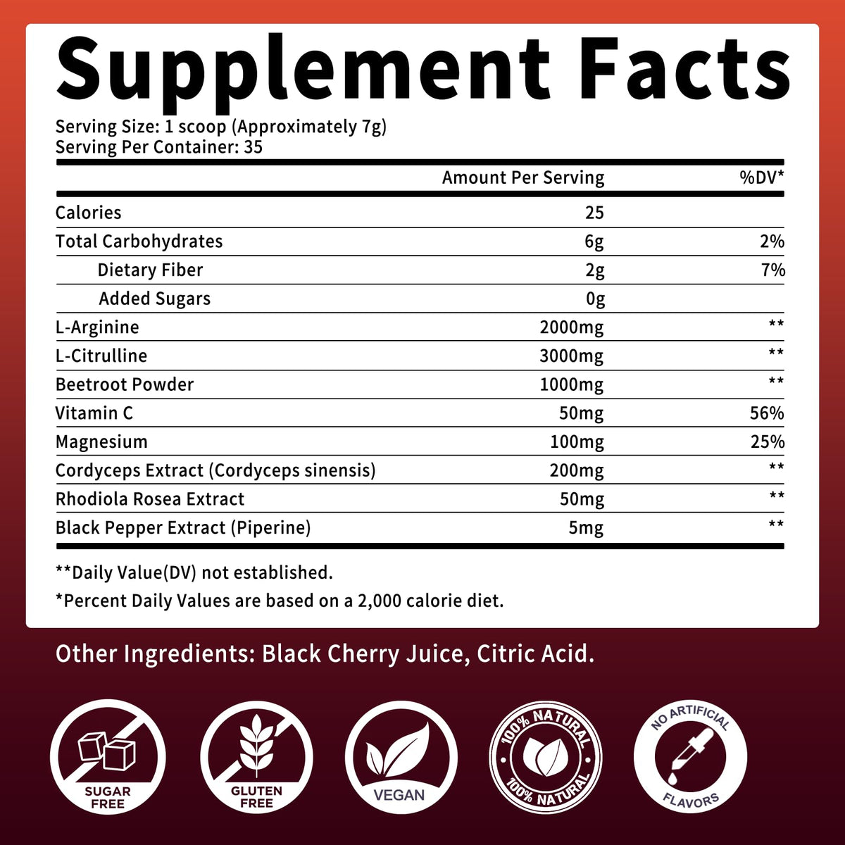 Natural pre-workout supplement with L-Arginine