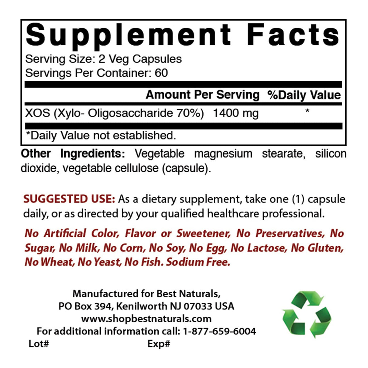 Natural prebiotics fiber supplement