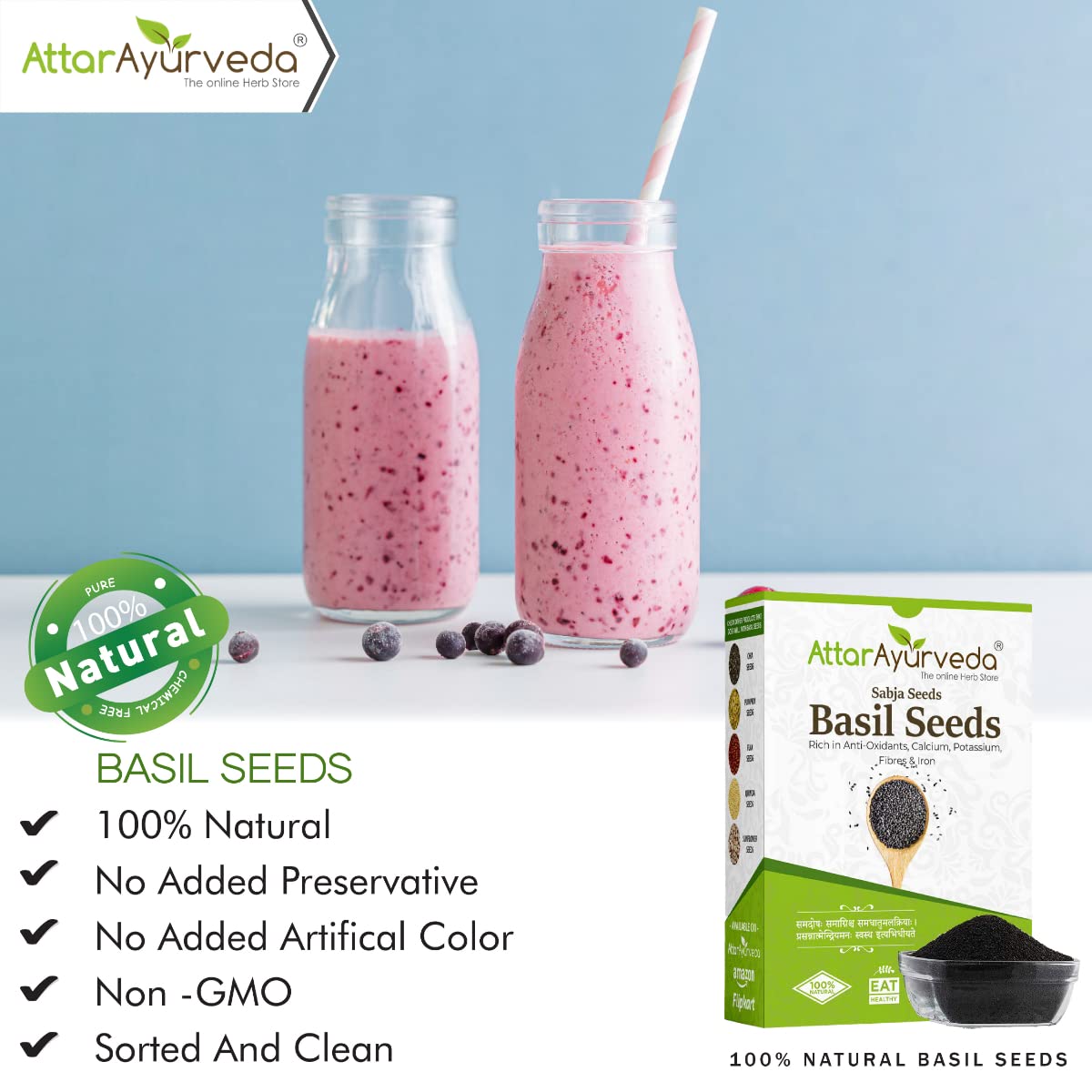Natural probiotic basil seeds from Attar Ayurveda